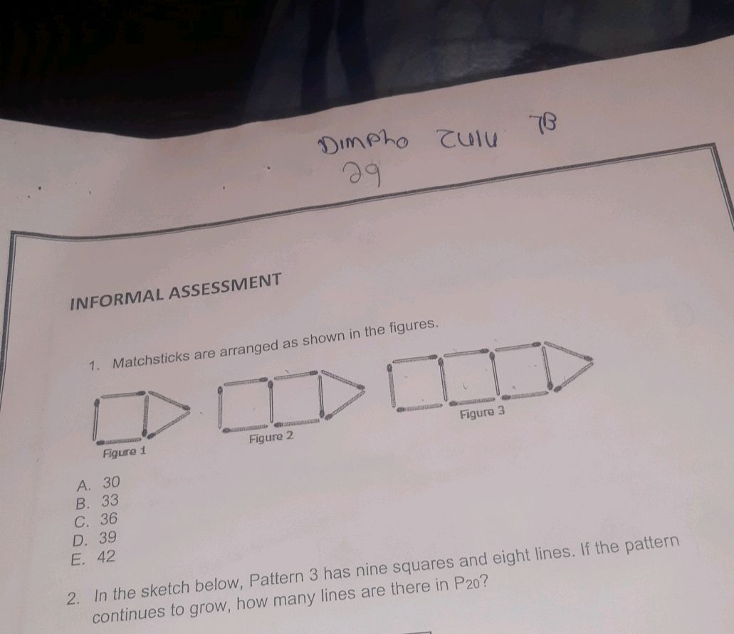 1. Matchsticks are arranged as shown in the | StudyX