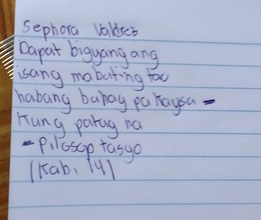 Sephora Valdrez Dapat bigyang ang isang | StudyX