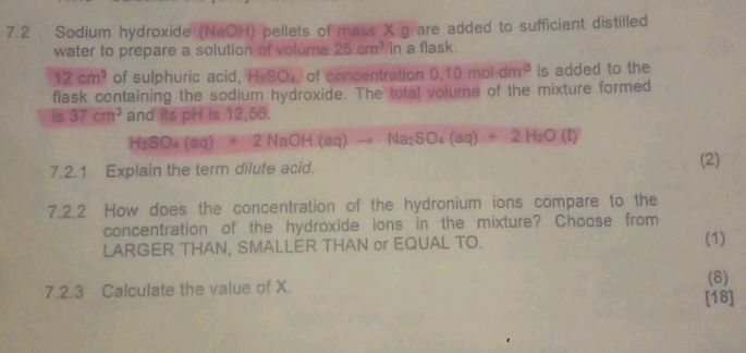7.2 Sodium hydroxide (NaOH) pellets of mass | StudyX