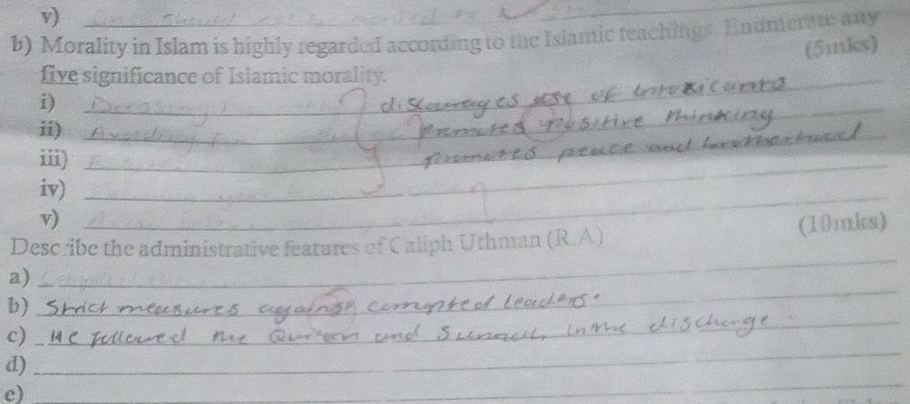 b) Morality in Islam is highly regarded | StudyX