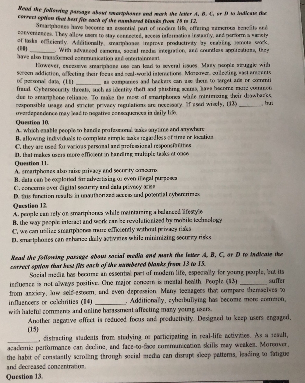 Read the following passage about smartphones | StudyX