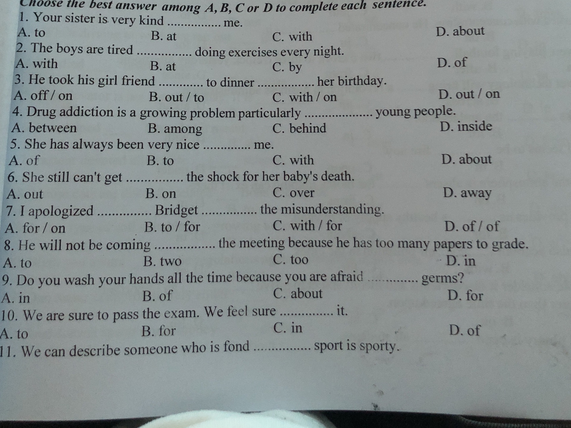 Choose the best answer among A, B, C or D to | StudyX