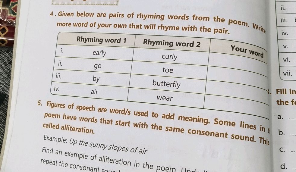 4. Given below are pairs of rhyming words | StudyX