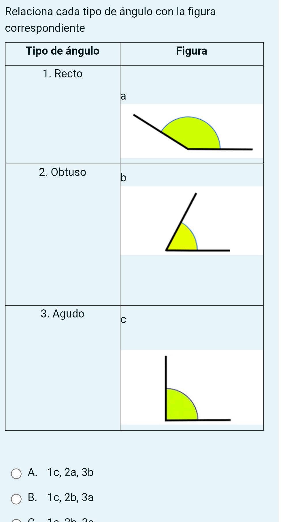 Relaciona cada tipo de ángulo con la figura | StudyX