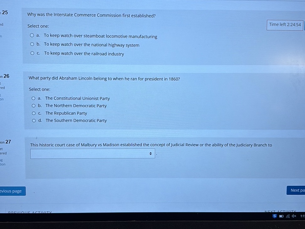Why was the Interstate Commerce Commission | StudyX