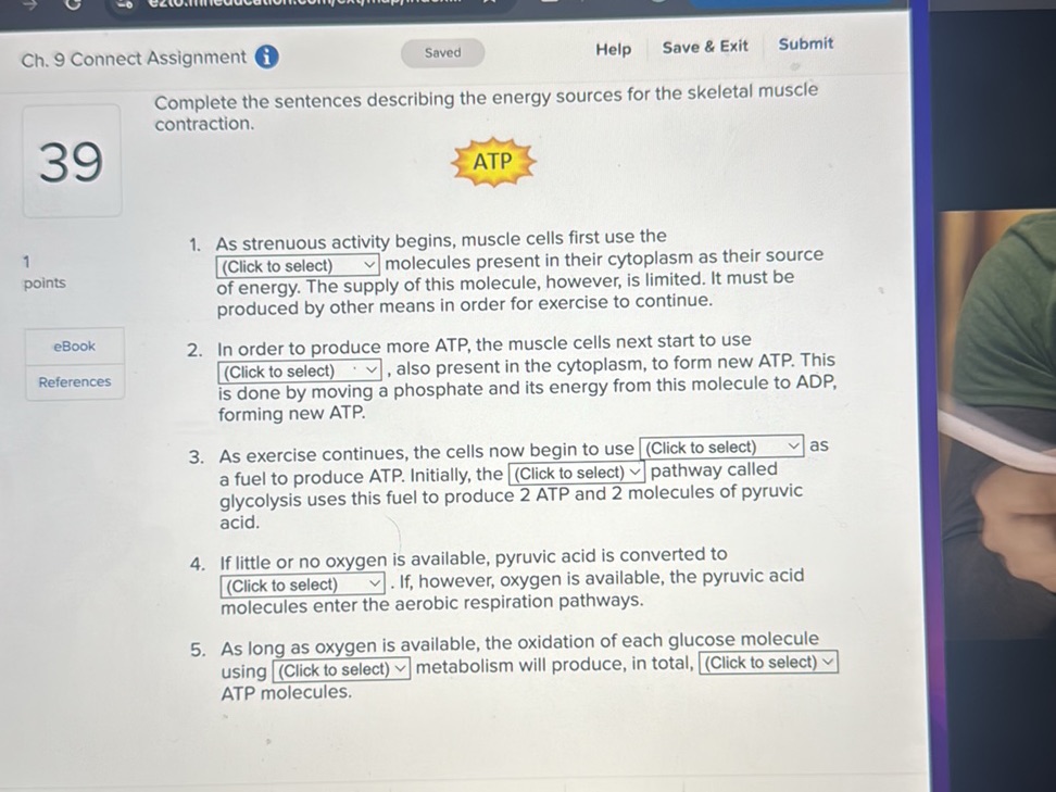 Complete the sentences describing the energy | StudyX
