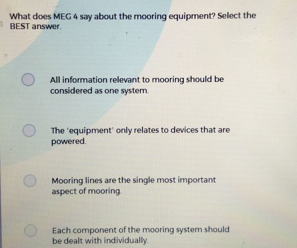 What does MEG 4 say about the mooring | StudyX