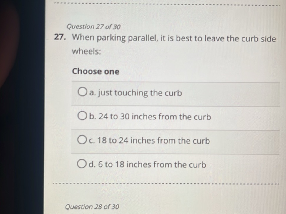 When parking parallel, it is best to leave