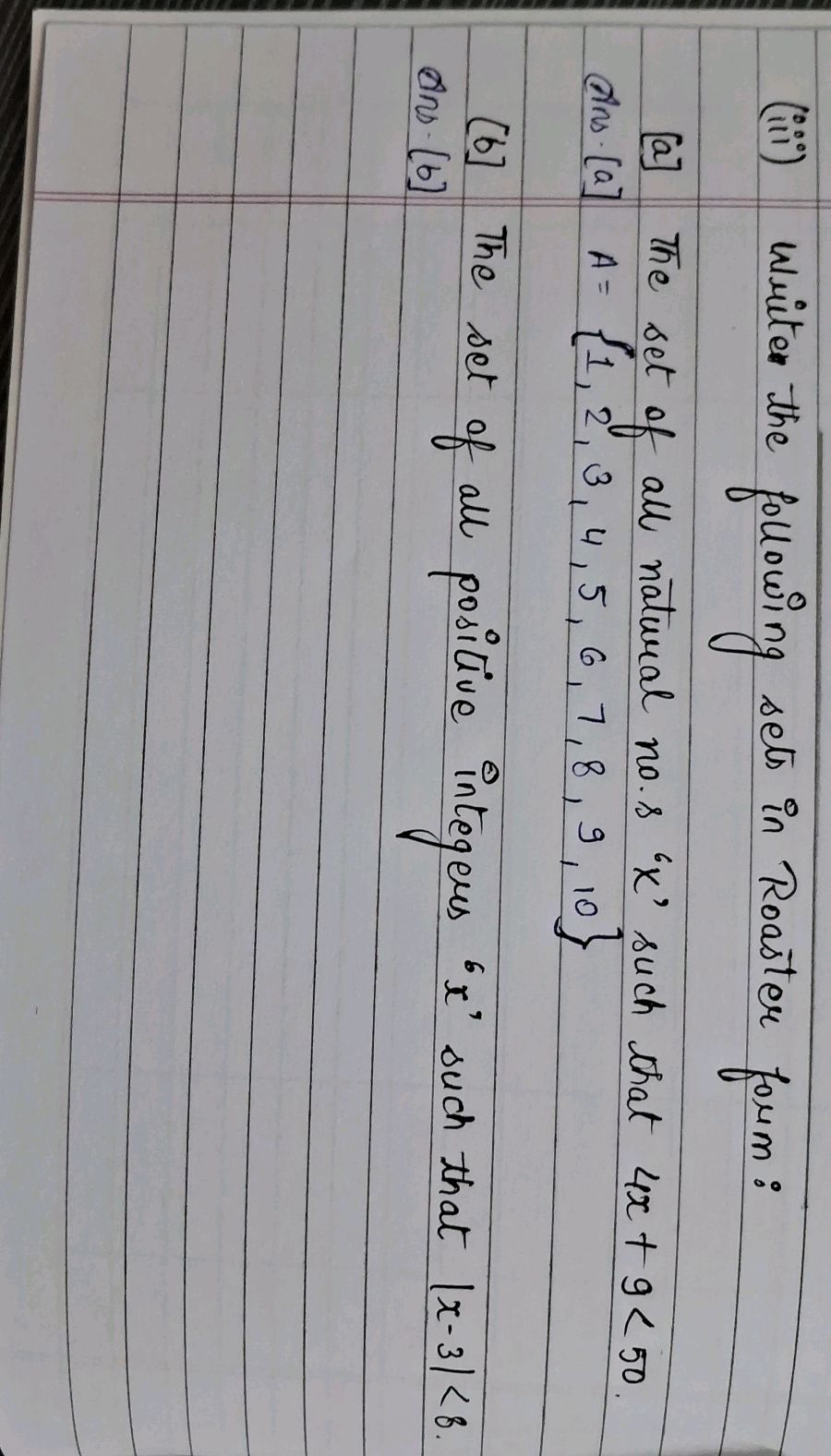 (iii) Write the following sets in Roaster | StudyX