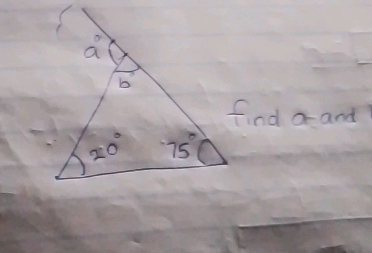 Find a and b. Diagram of a triangle with | StudyX