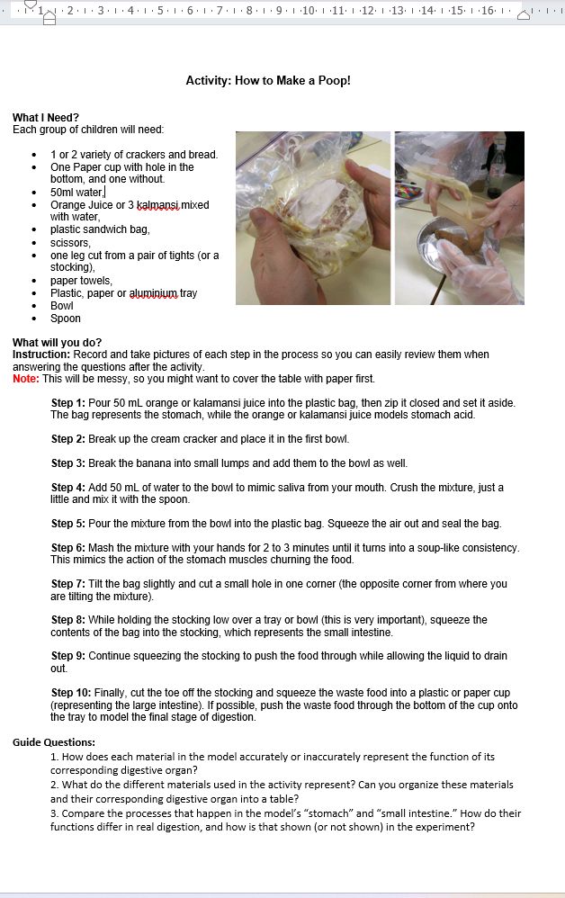 Activity: How to Make a Poop! What I Need? | StudyX