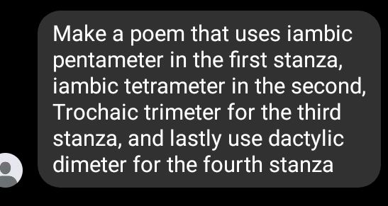 Make a poem that uses iambic pentameter in | StudyX