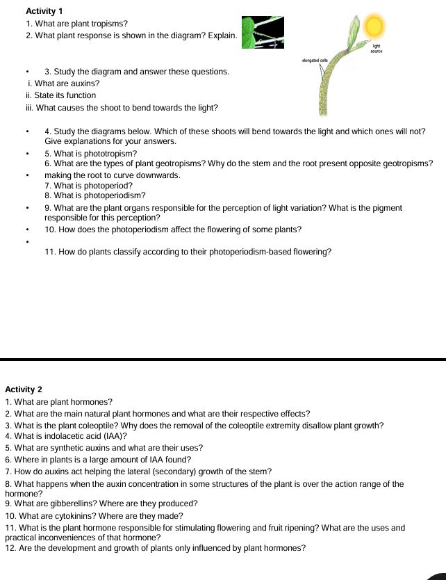 Activity 1 1. What are plant tropisms? 2. | StudyX