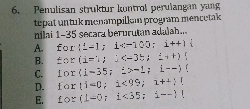 6. Penulisan struktur kontrol perulangan | StudyX