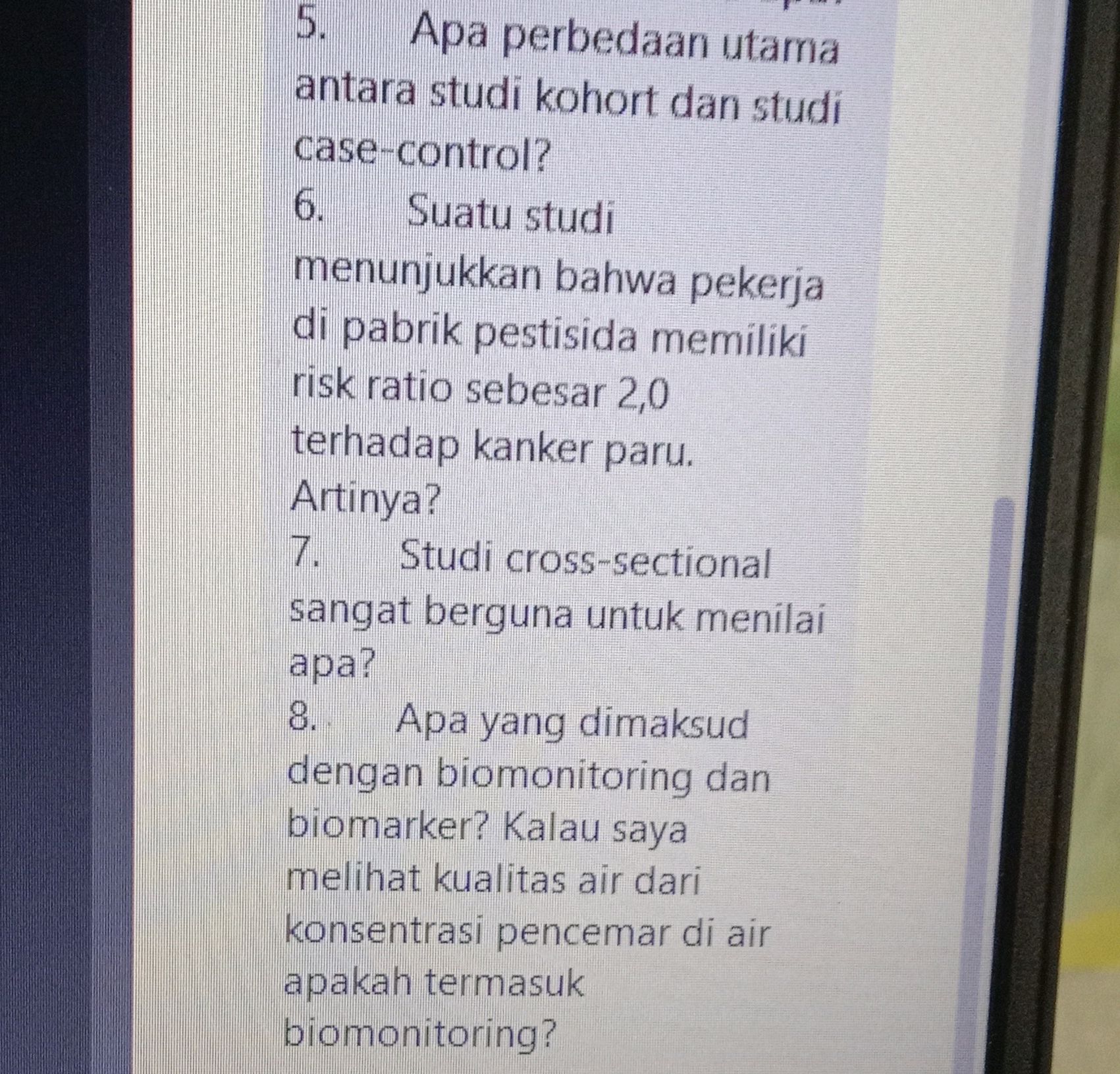 5. Apa perbedaan utama antara studi kohort | StudyX