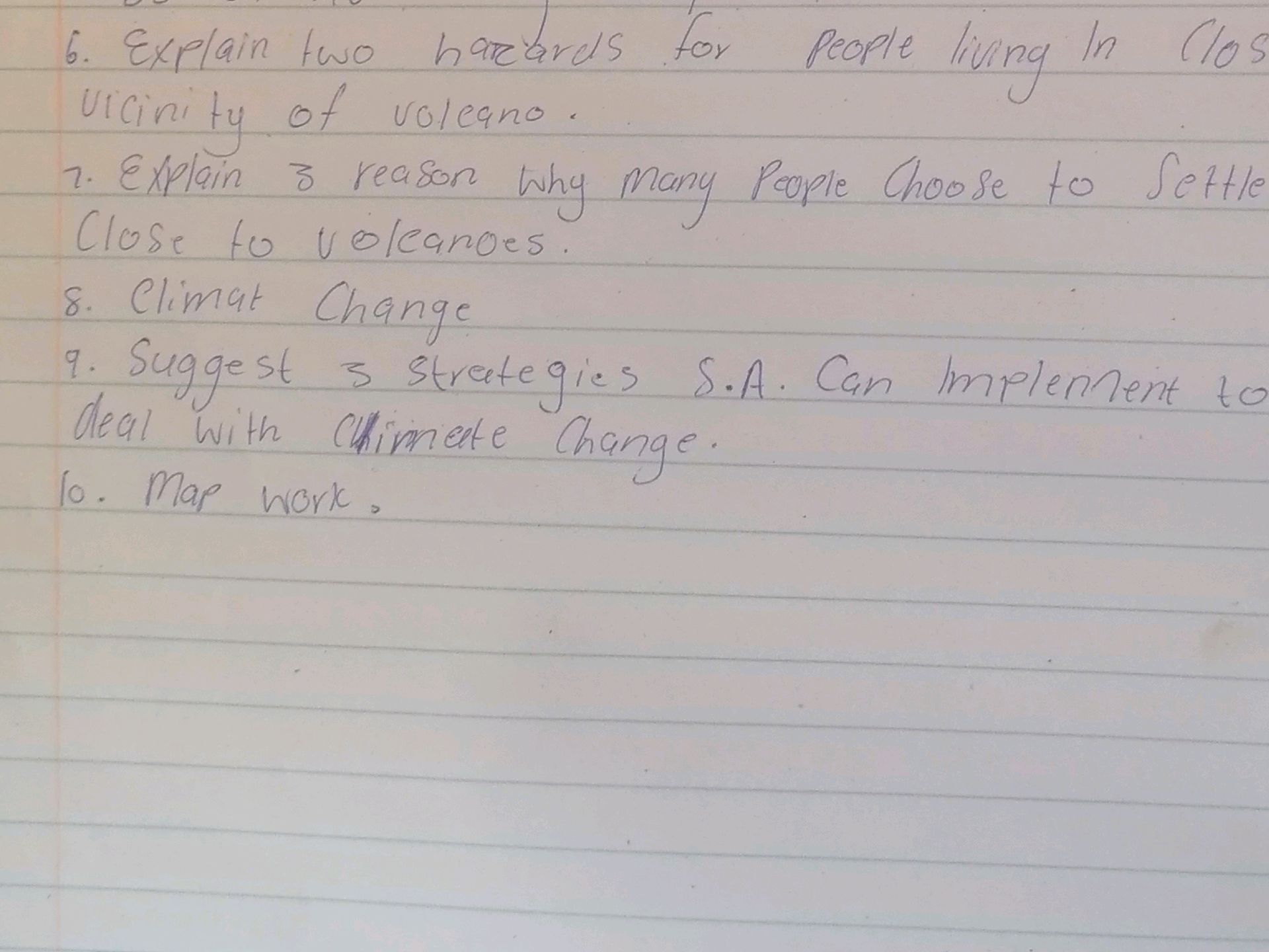 6. Explain two hazards for people living in | StudyX