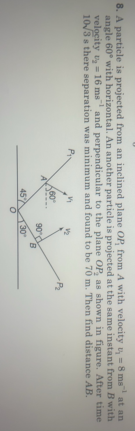 8. A particle is projected from an inclined | StudyX