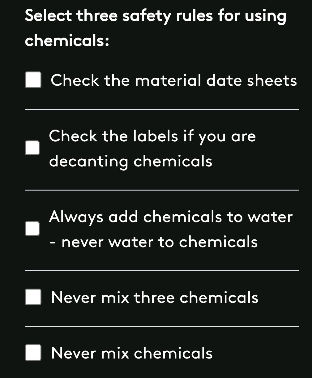Select three safety rules for using | StudyX