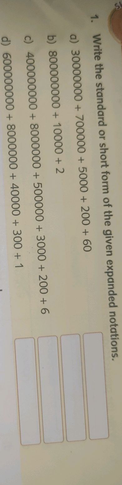 1. Write the standard or short form of the | StudyX