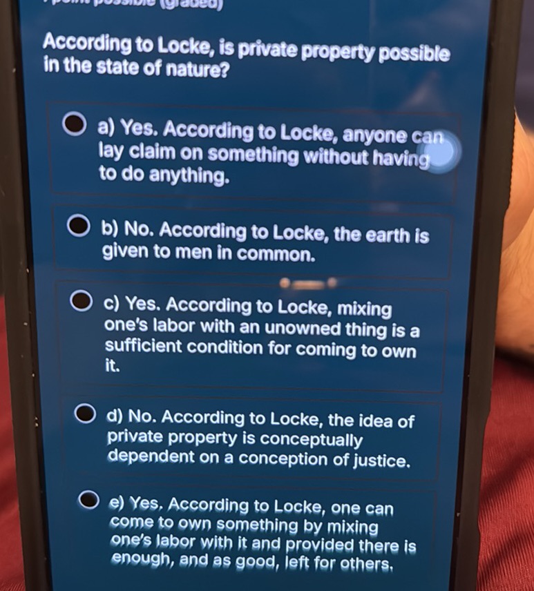 According to Locke, is private property | StudyX