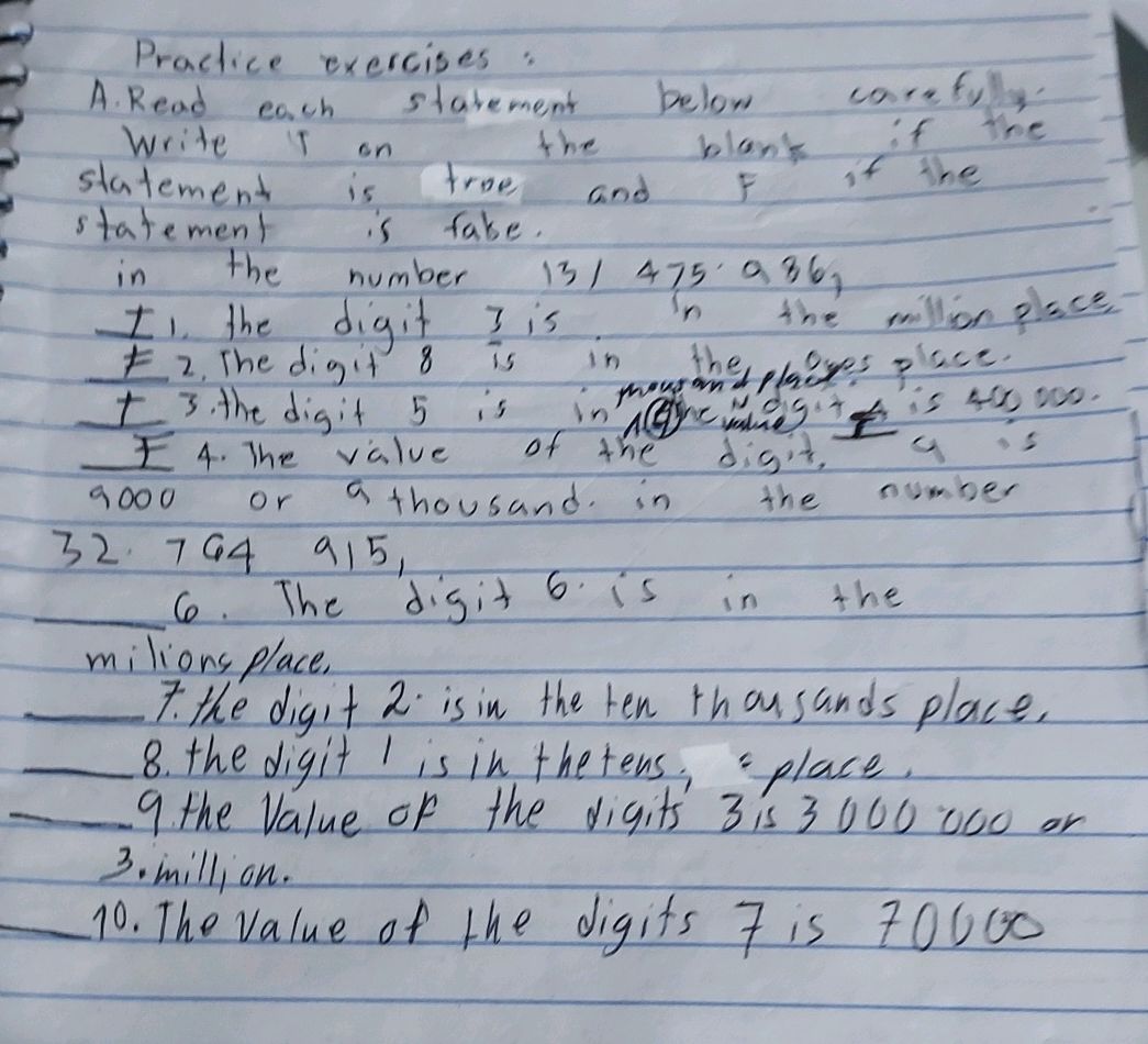 Practice exercises: A. Read each statement | StudyX