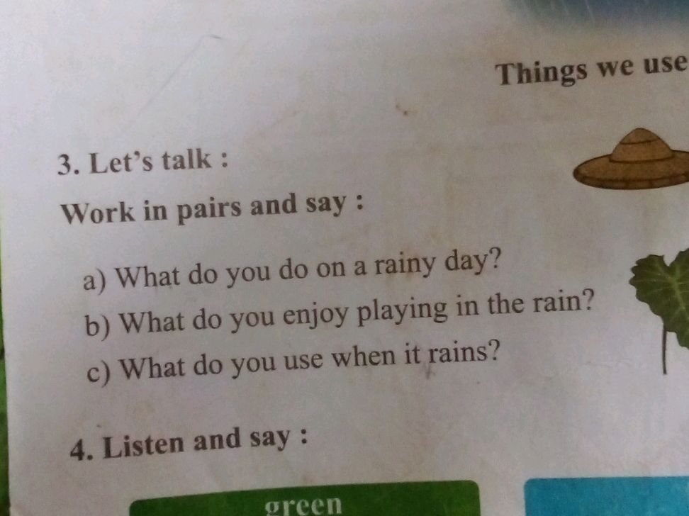 3. Let's talk : Work in pairs and say : a) | StudyX