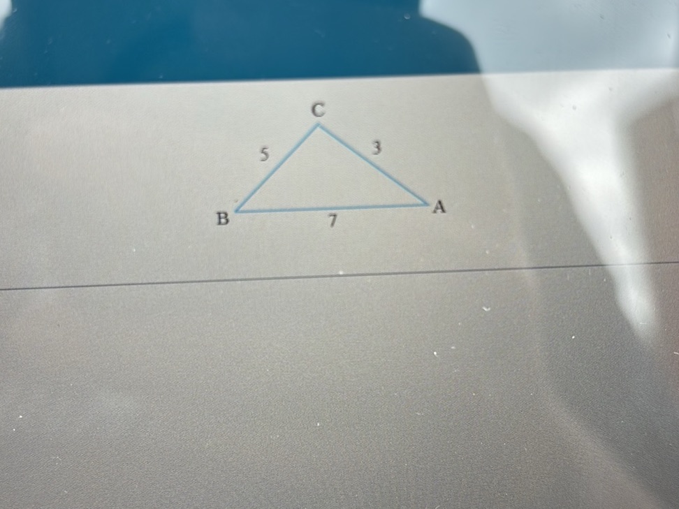 A triangle is shown with vertices A, B, and | StudyX