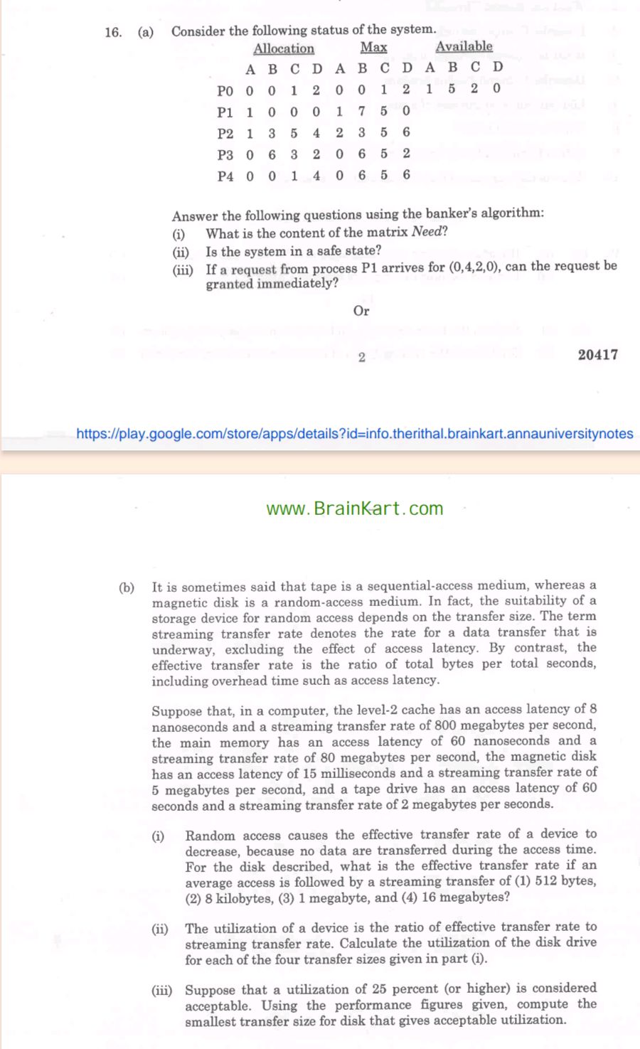 16. (a) Consider the following status of the | StudyX