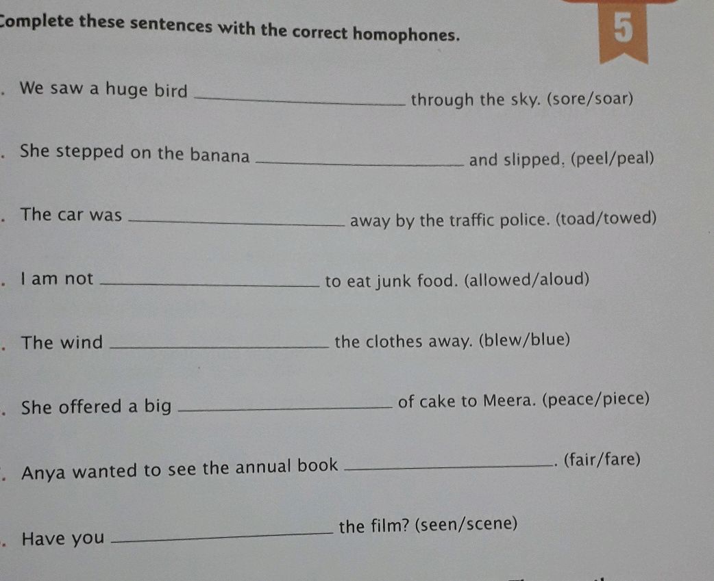 Complete these sentences with the correct | StudyX