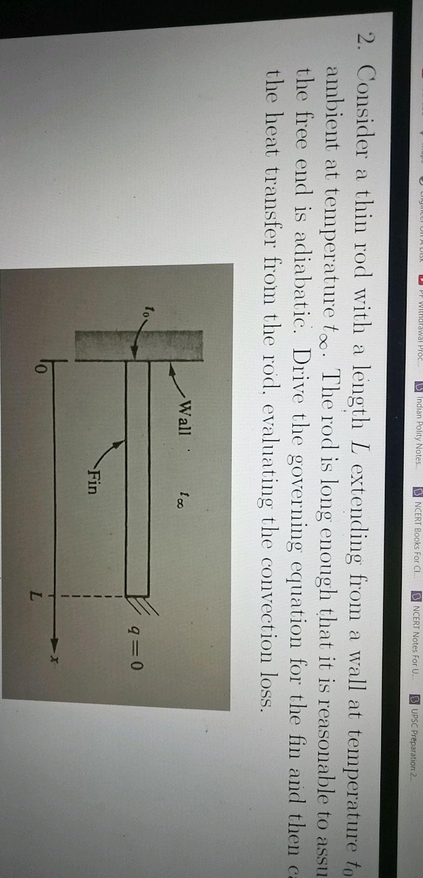 2. Consider a thin rod with a length L | StudyX