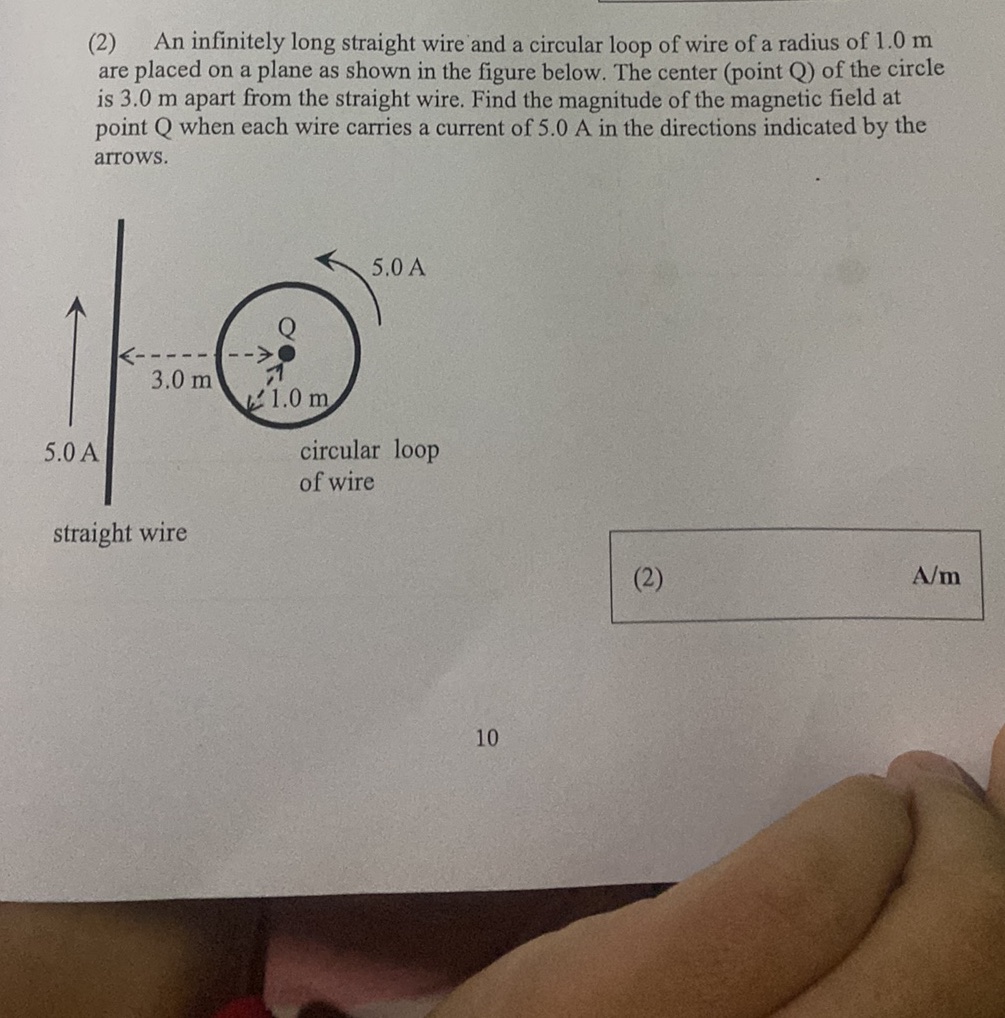 (2) An infinitely long straight wire and a | StudyX