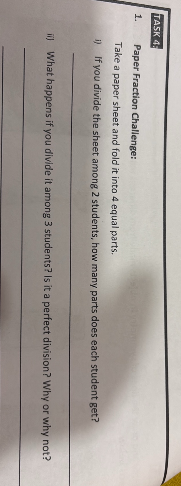 1. Paper Fraction Challenge: Take a paper | StudyX