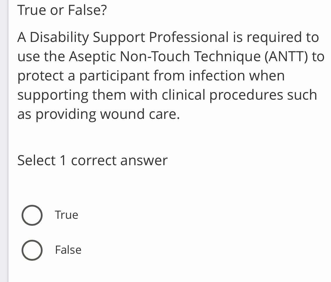 True or False? A Disability Support | StudyX
