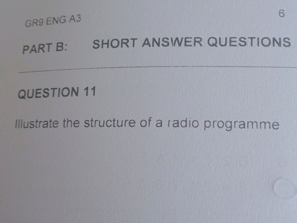 Illustrate the structure of a radio programme | StudyX