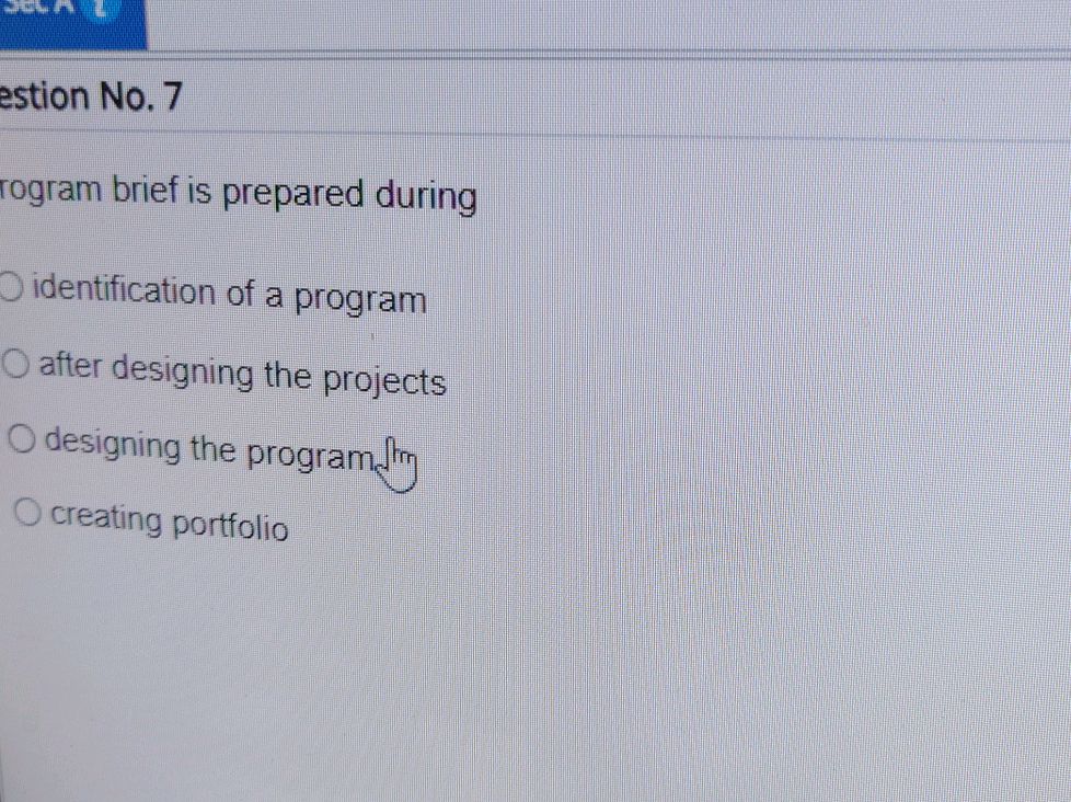 Question No. 7 Program brief is prepared | StudyX