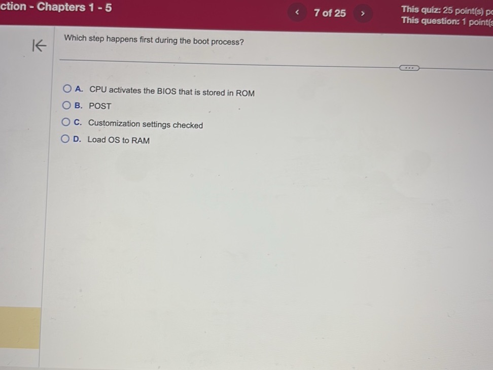 Which step happens first during the boot | StudyX
