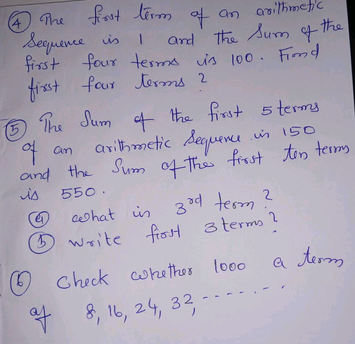 4. The first term of an arithmetic sequence | StudyX