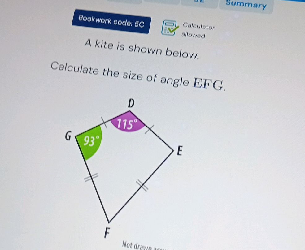 A kite is shown below. Calculate the size | StudyX