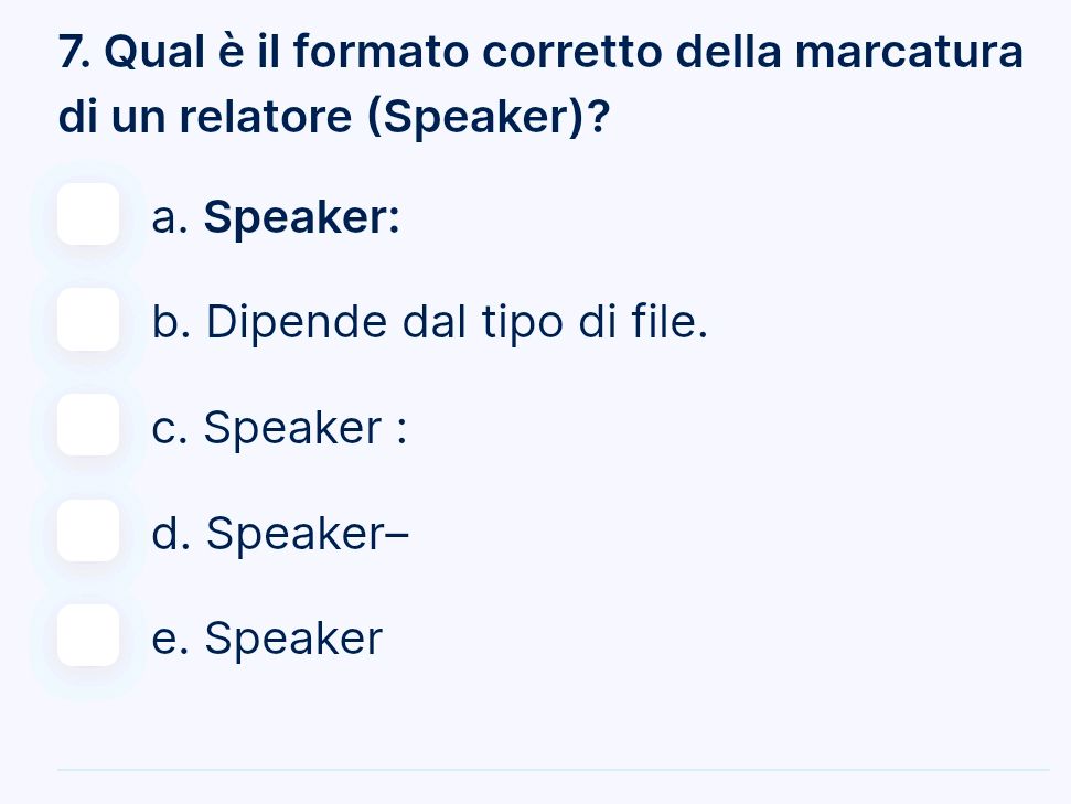 Qual è il formato corretto della marcatura