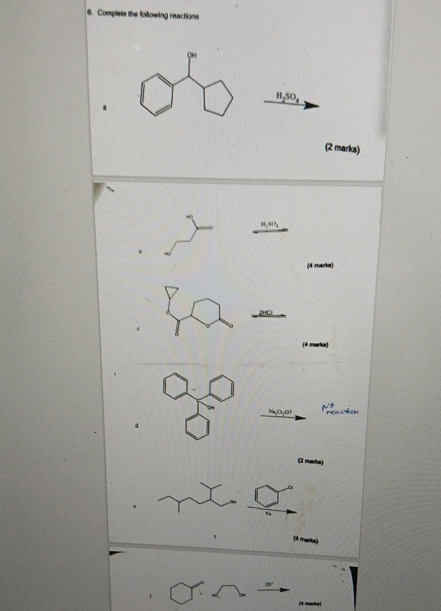 6. Complete the following reactions a. | StudyX