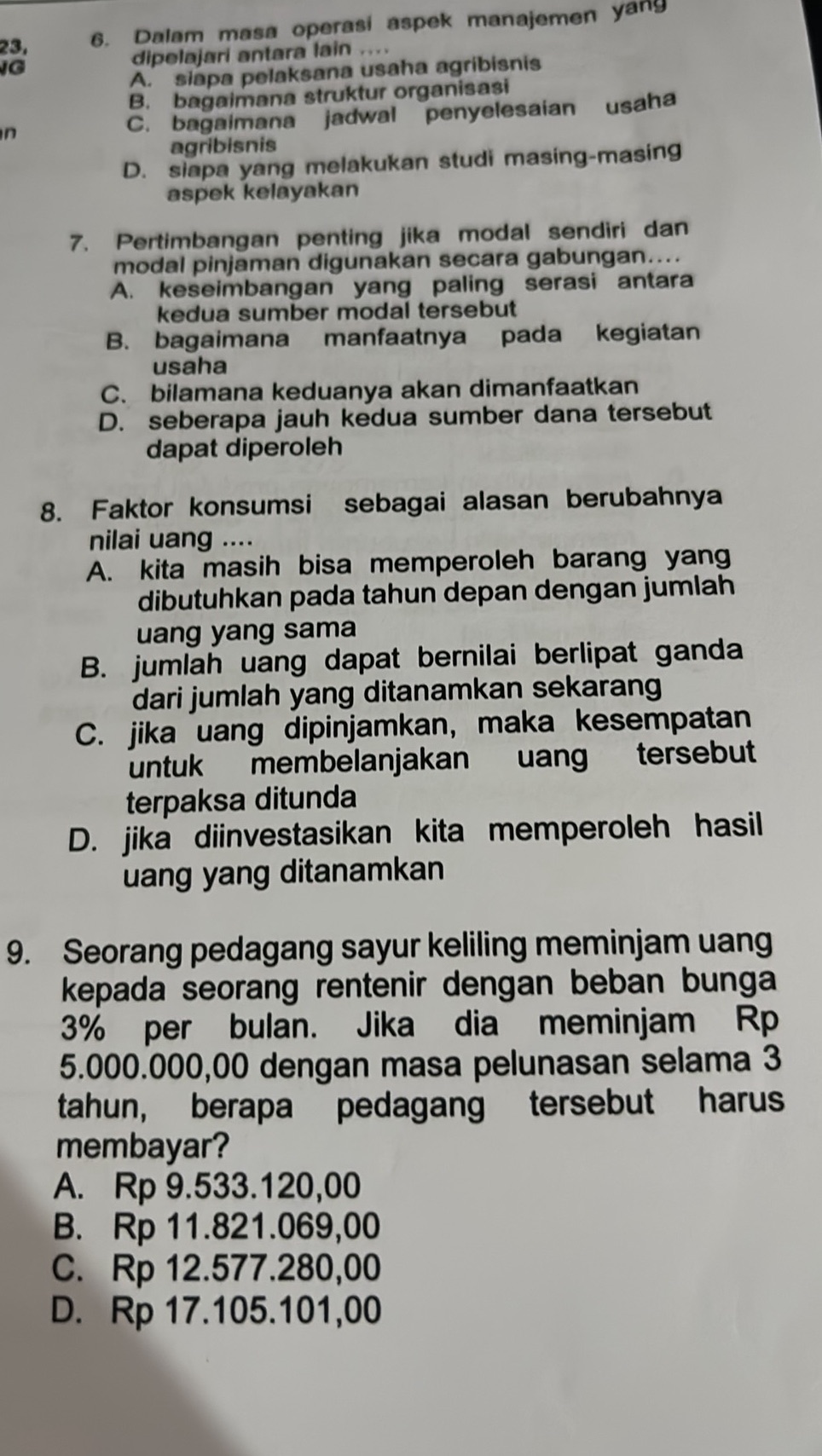 6. Dalam masa operasi aspek manajemen yang | StudyX