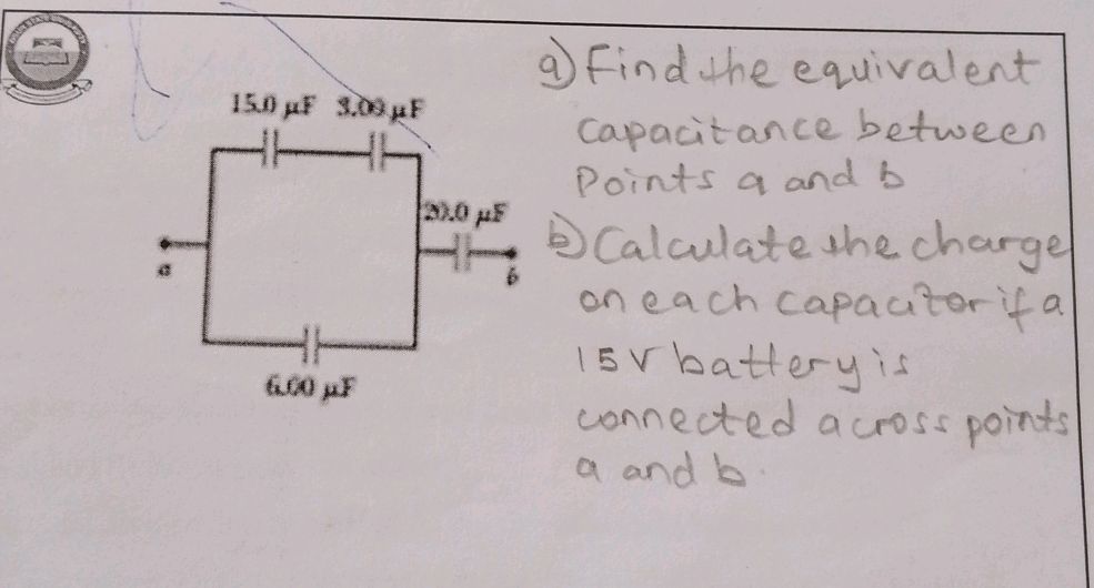 a) Find the equivalent capacitance between | StudyX