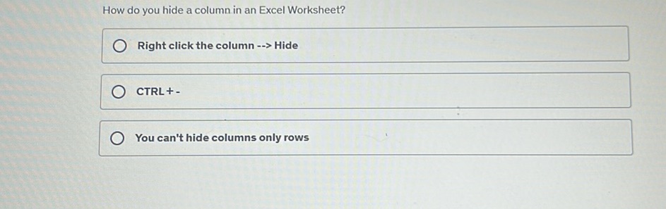 How do you hide a column in an Excel | StudyX