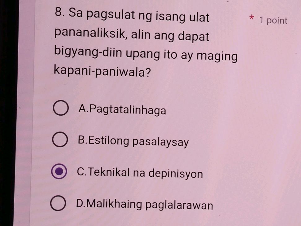 8. Sa pagsulat ng isang ulat pananaliksik, | StudyX