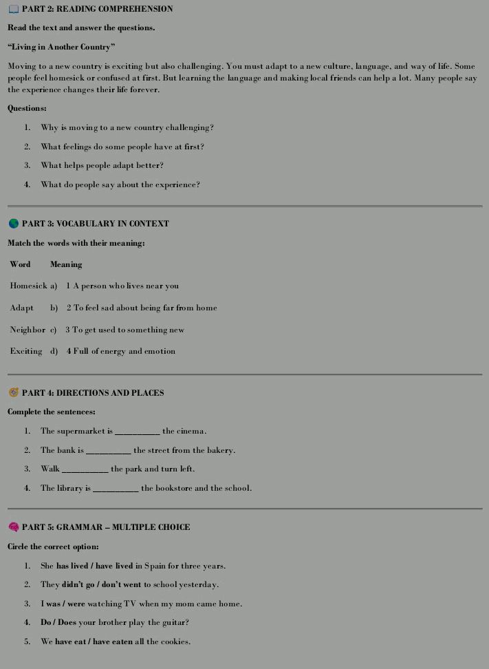 PART 2: READING COMPREHENSION Read the text | StudyX