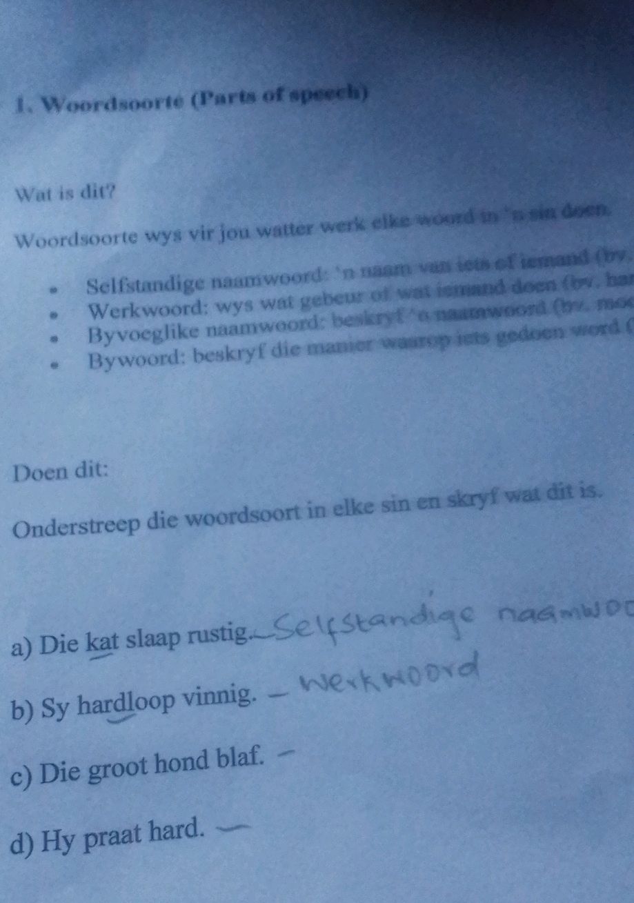1. Woordsoorte (Parts of speech) Wat is | StudyX