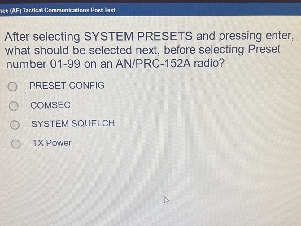 After selecting SYSTEM PRESETS and pressing | StudyX