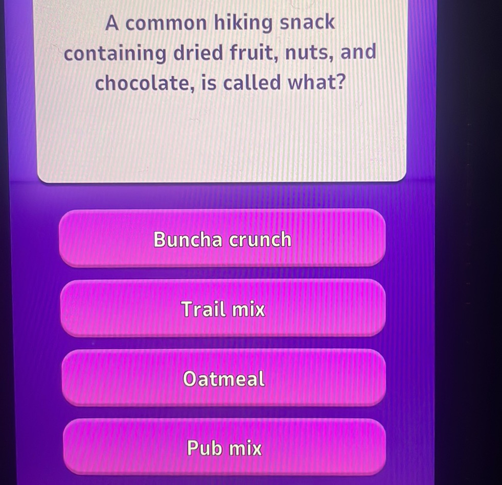 A common hiking snack containing dried | StudyX