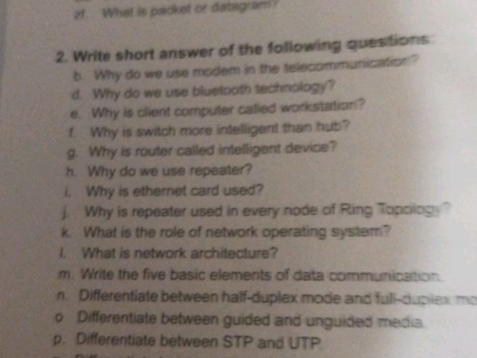 2. Write short answer of the following | StudyX