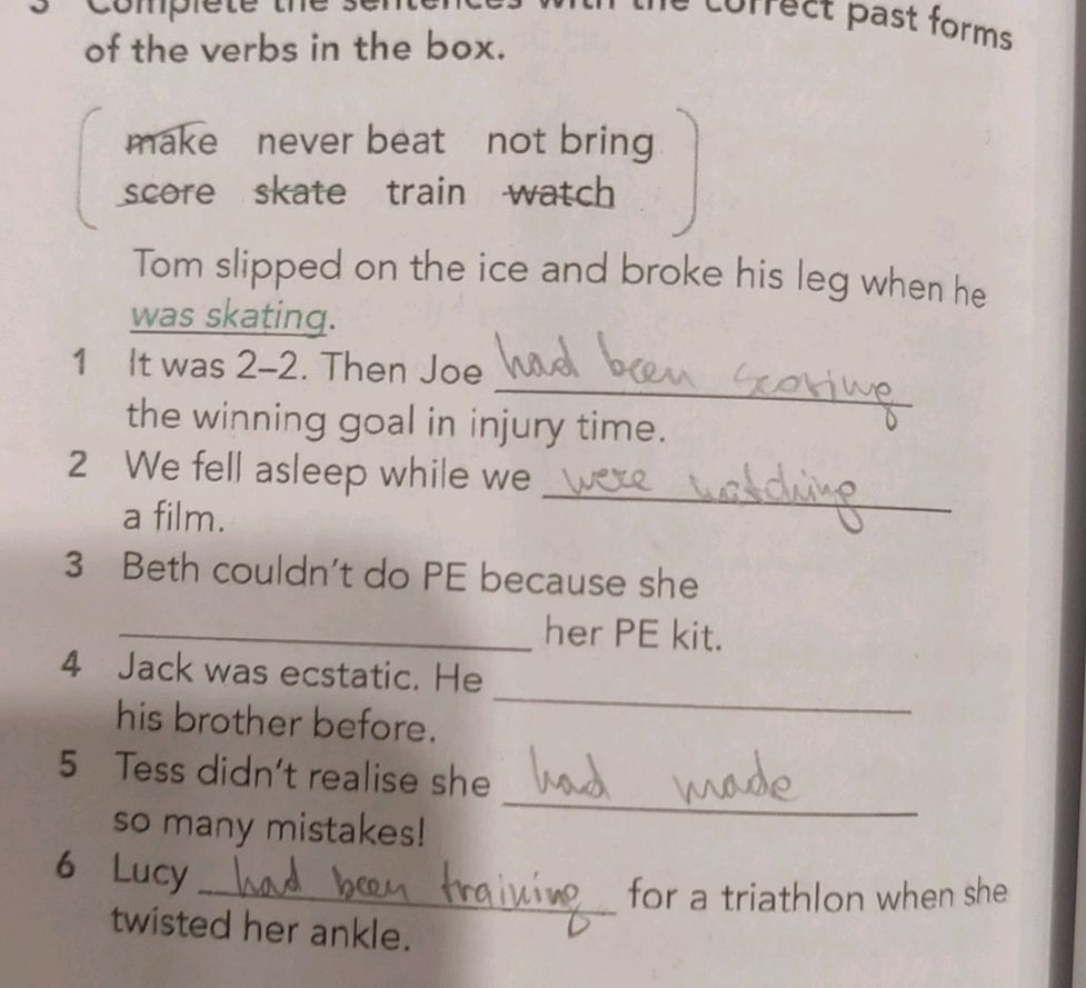 Complete the sentences with the correct past | StudyX